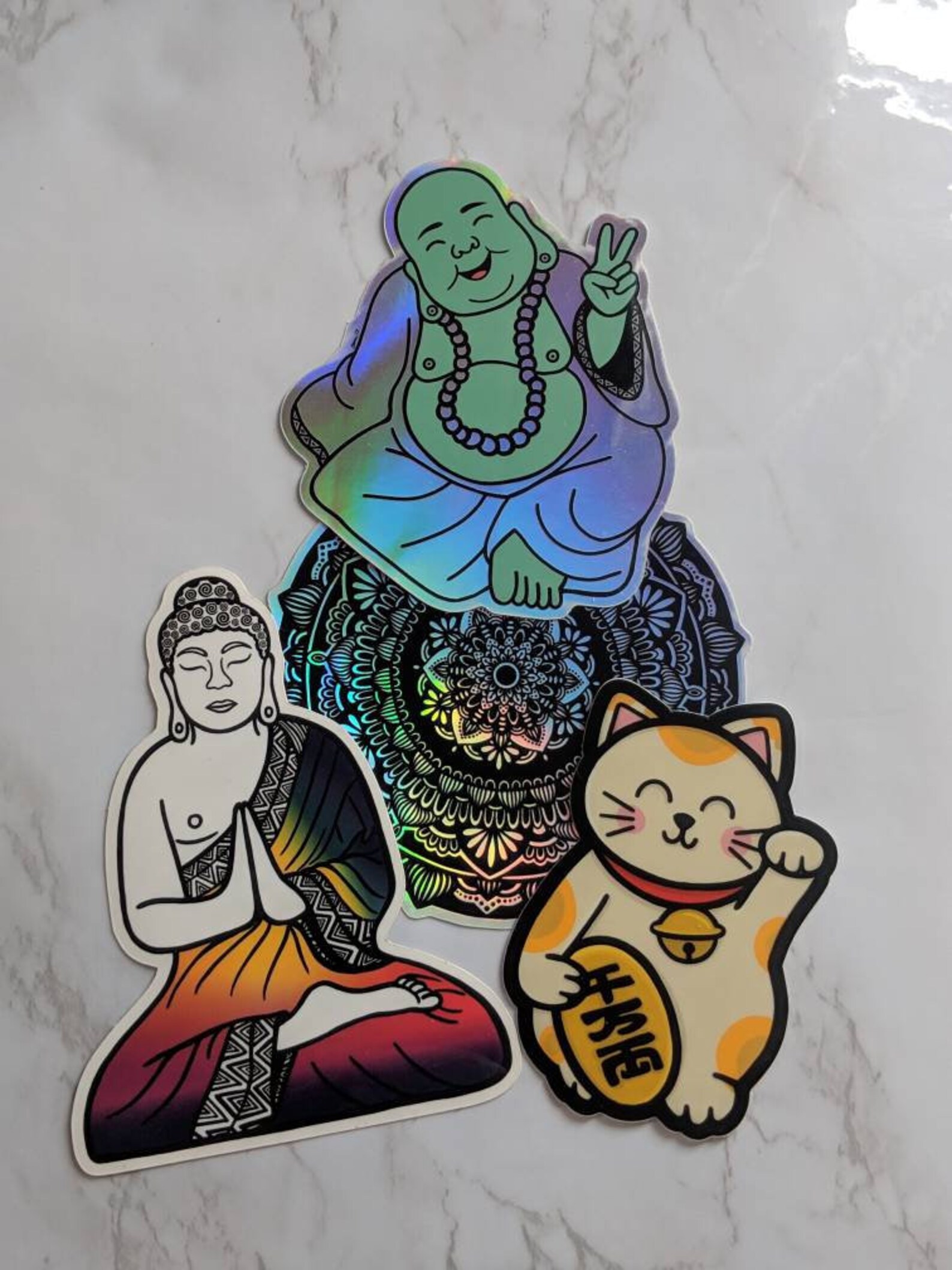 Holographic Fat Laughing Buddha Vinyl Sticker Decal for Car | Etsy