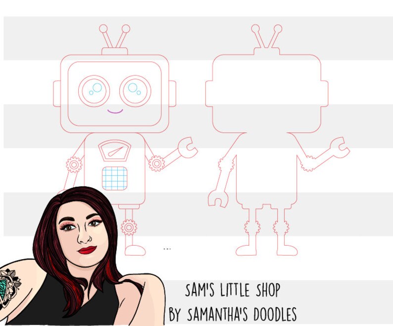 Bert the Bot Single Line Robot Cut File SVG File Single - Etsy