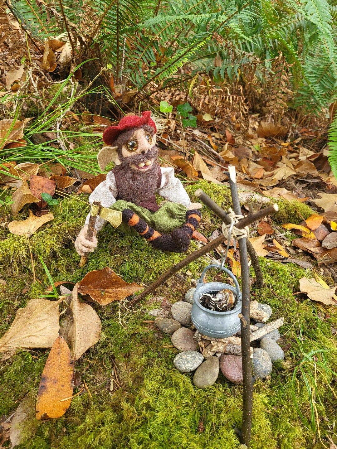 Baxx the Goblin Chef Needle Felted Goblin Doll With Accessories - Etsy