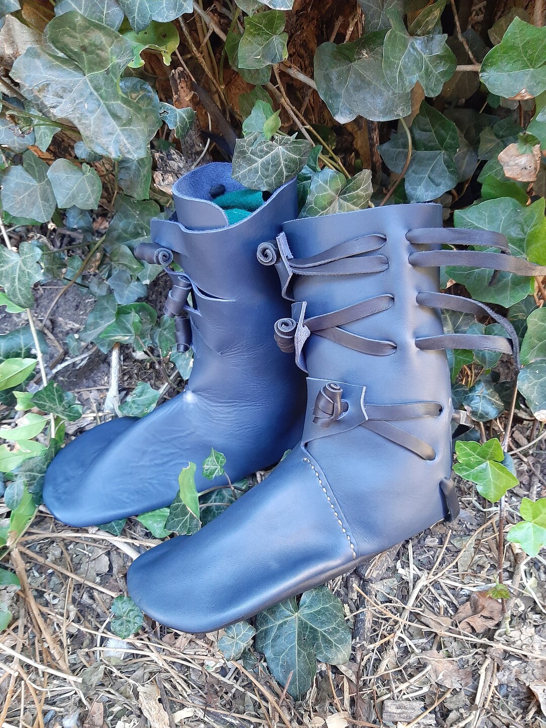 Haithabu: Medieval Leather Boots (navy) W11/M10 - Etsy