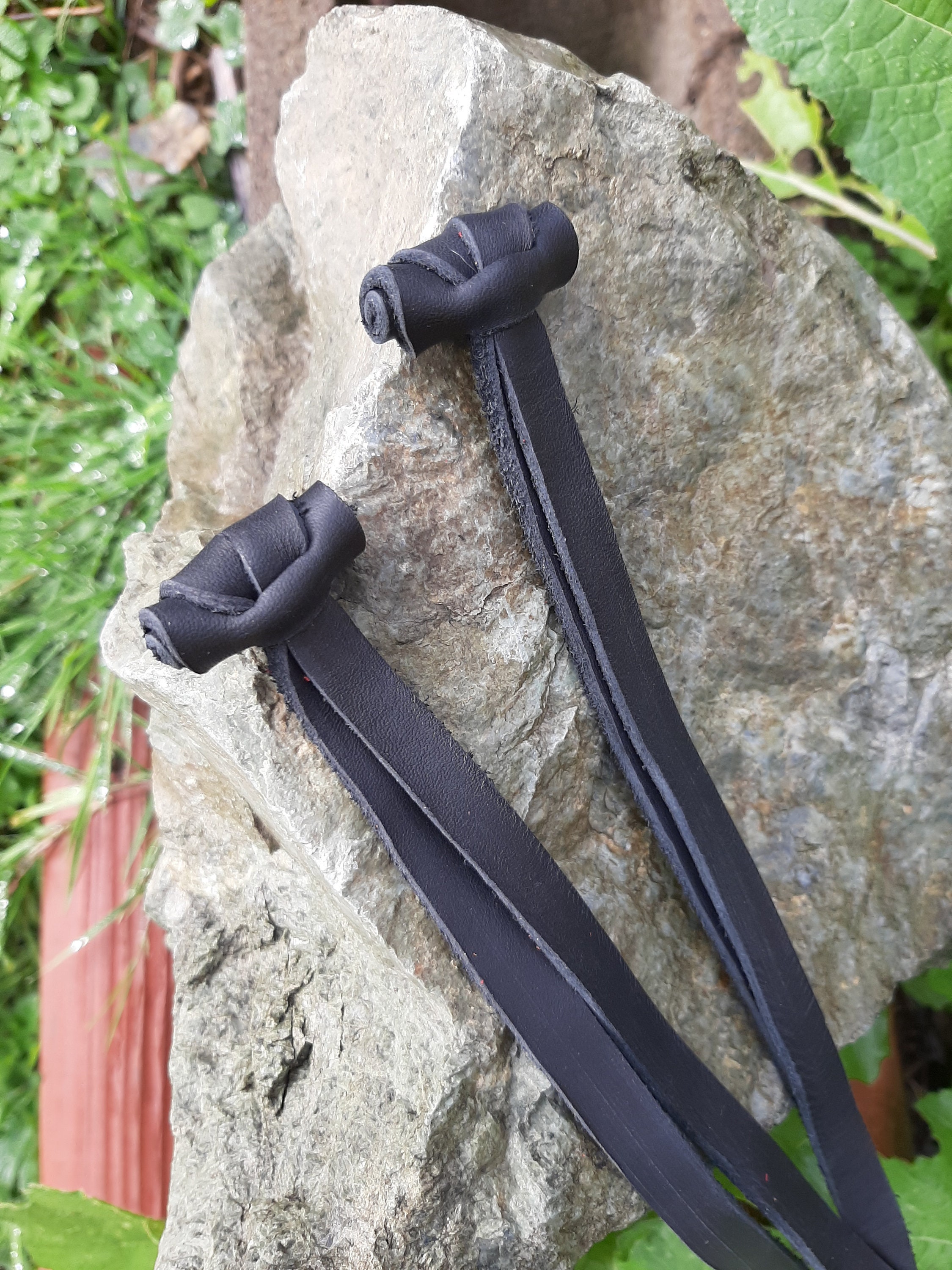Handmade Black Leather Toggles 1 pair | Etsy