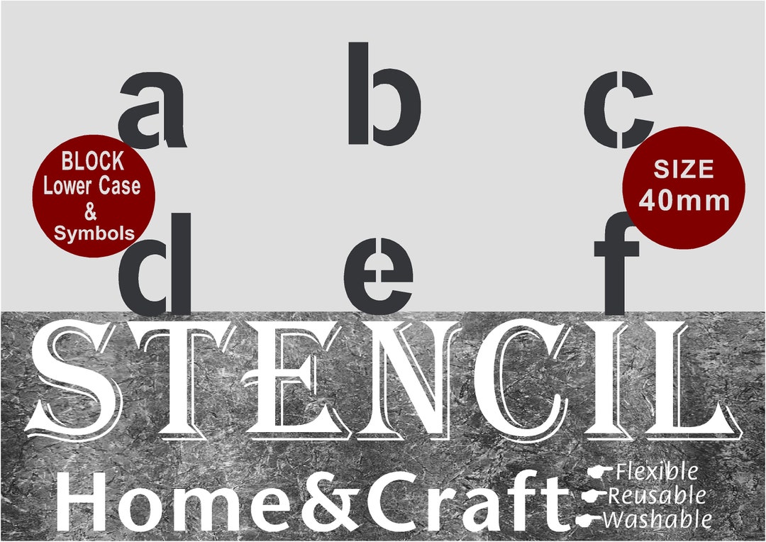 LETTER & SYMBOLS Stencils 40mm Lower Case BLOCK Style - Etsy