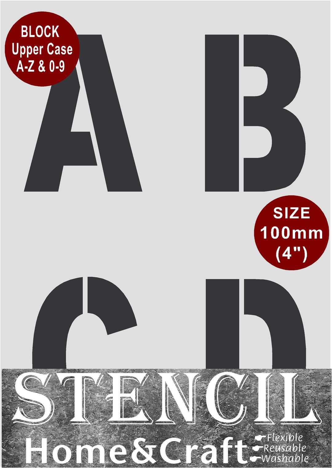 LETTER STENCILS 100mm BLOCK Style Capital Letters 0-9 - Etsy