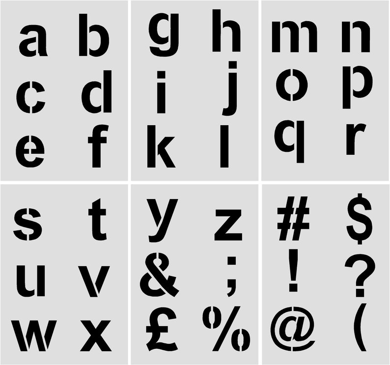 LETTER & SYMBOLS Stencils 70mm Lower Case BLOCK Style - Etsy UK
