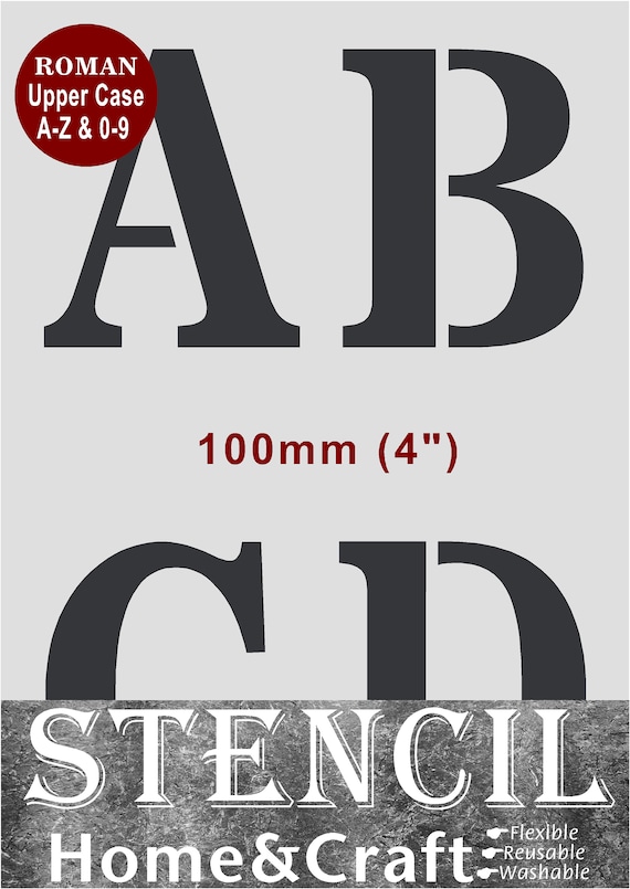 LETTER STENCILS 100mm ROMAN Style Capital Letters 0-9 | Etsy UK
