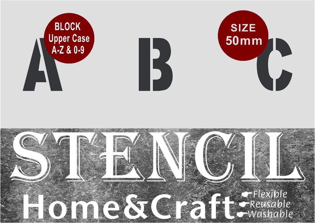 LETTER STENCILS 50mm BLOCK Style Capitals Letters + 0-9 - Etsy