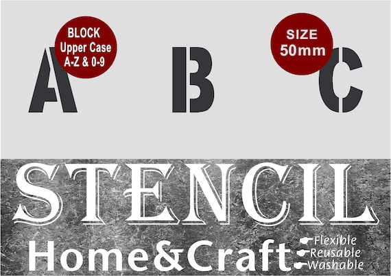 LETTER STENCILS 50mm BLOCK Style Capitals Letters 0-9 | Etsy