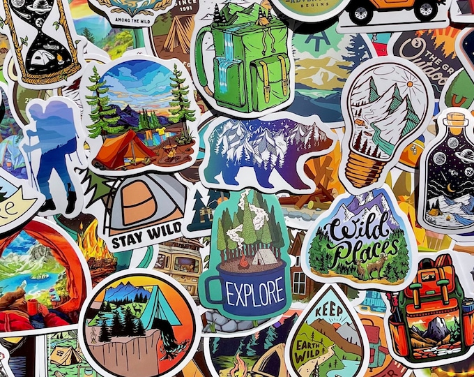 3" Outdoors Sticker Set, Nature Sticker, Hiking Sticker, Travel Sticker ...