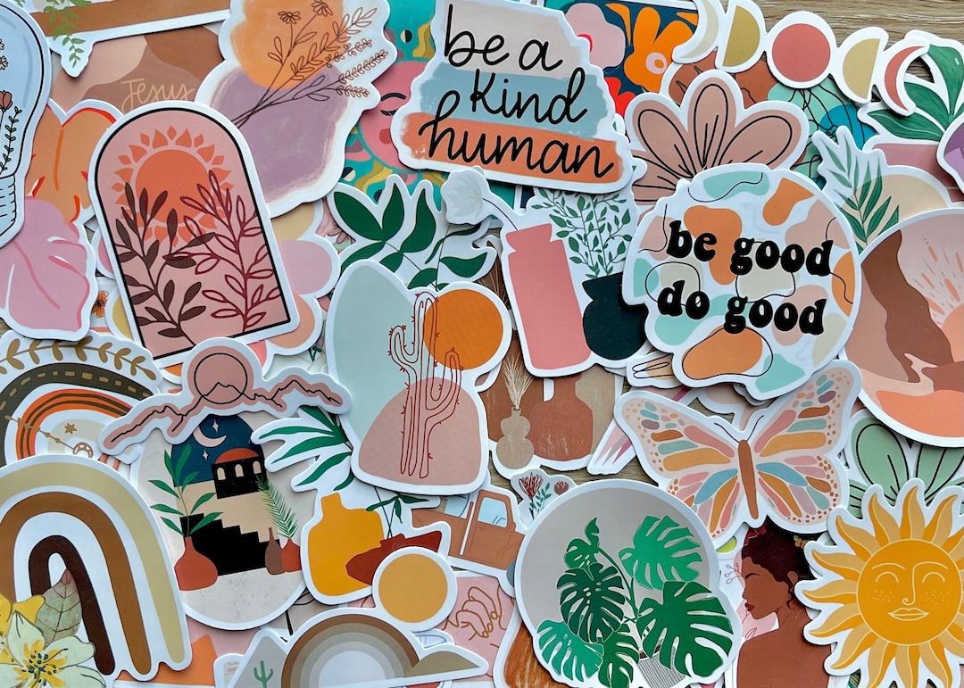 Boho Hippie Aesthetic Sticker Pack - Etsy