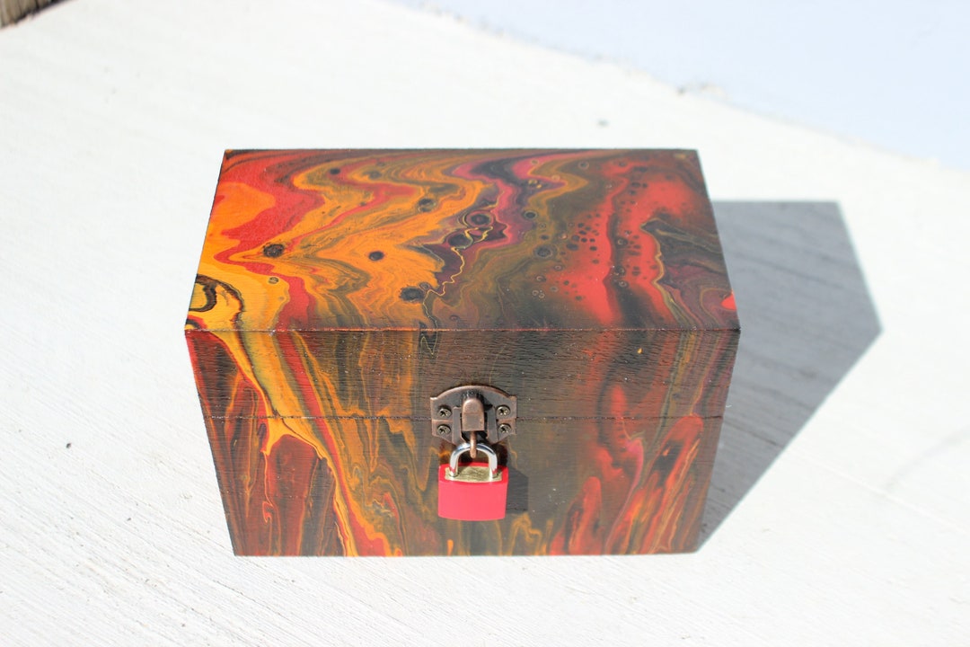 Black and Orange Wooden Box - Etsy