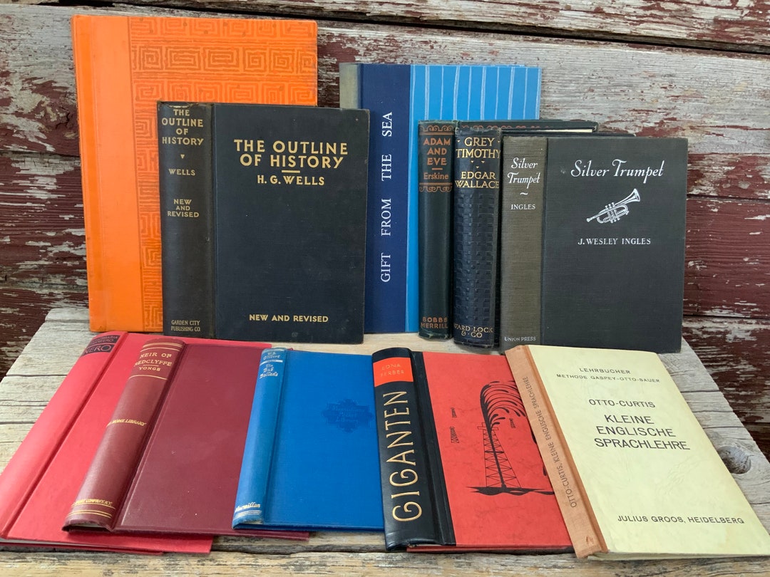 Lot of 11 Vintage Book Covers Front & Back W Attached Spines Recycled ...