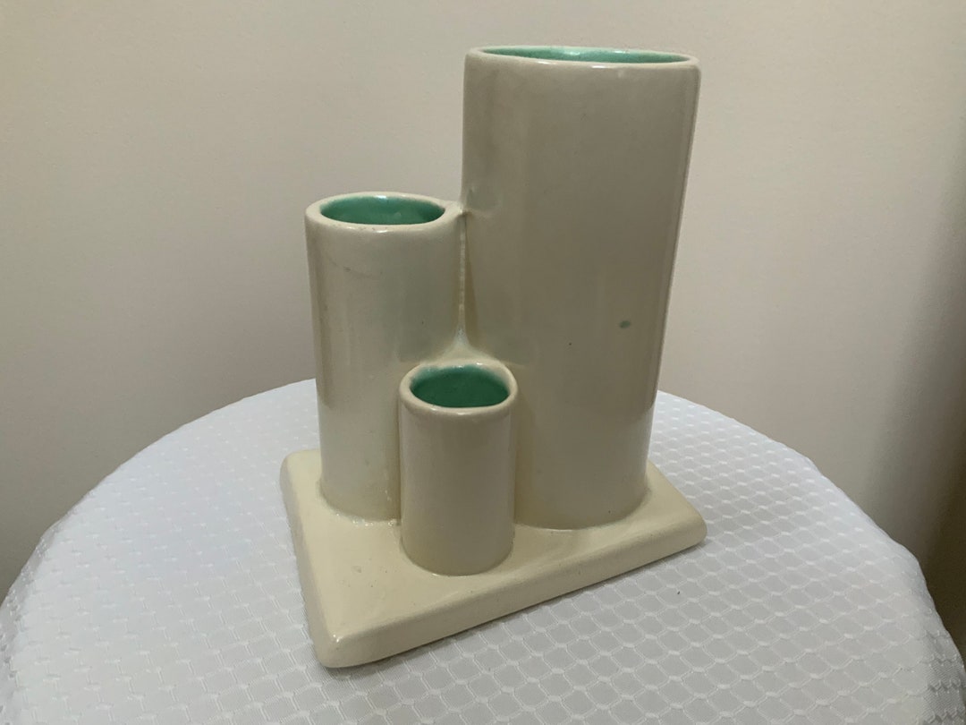 Vintage Rumrill Vase 543 Three Pipe Vases in One / Cream With Sea Foam ...
