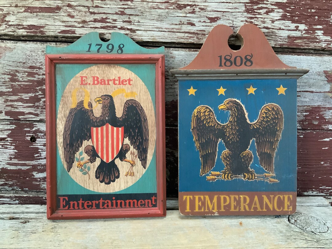 Vintage Tavern Signs Pair 1960s Decor Early American Boys Bedroom ...