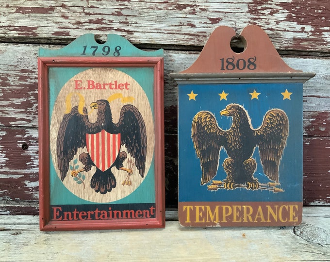 Vintage Tavern Signs Pair 1960s Decor Early American Boys Bedroom ...