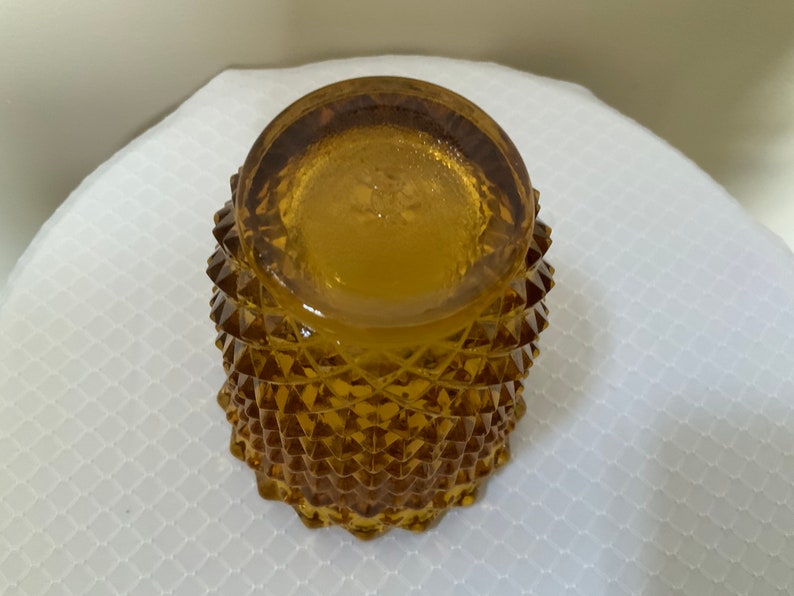 Vintage Imperial Glass Amber Diamond Cut Pattern Mid Century Modern ...