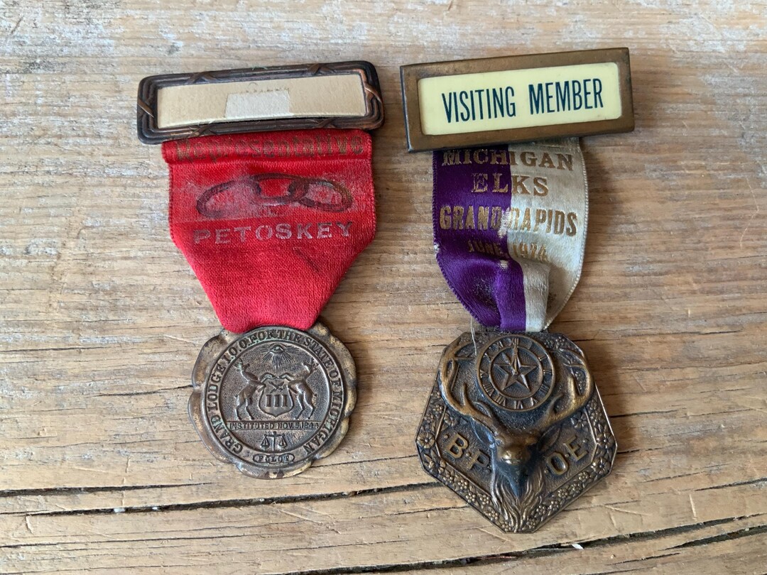 Pair Fraternity Medals State of Michigan 1930 Grand Lodge Petoskey 1924 ...