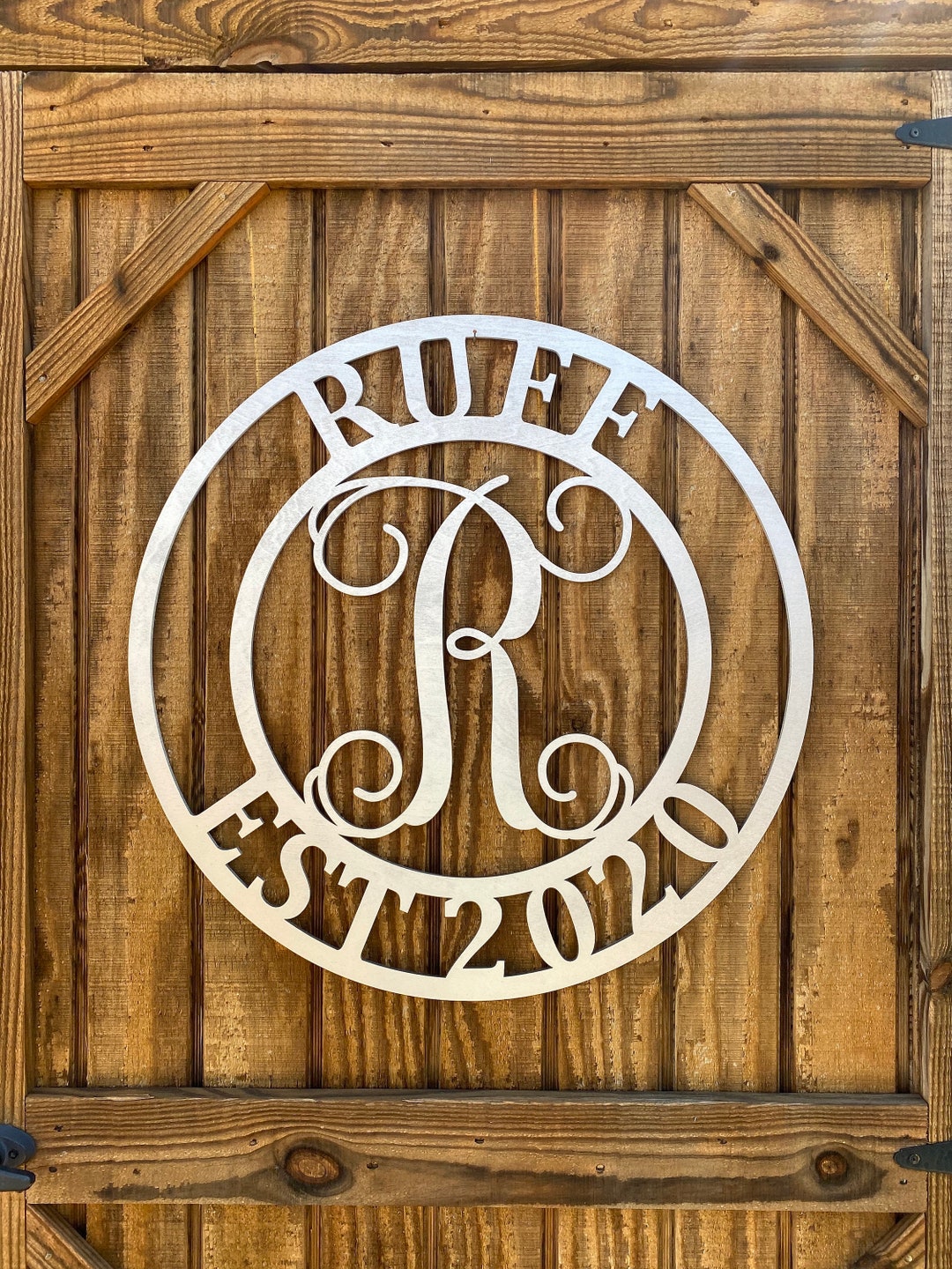 Custom Personalized Wood Monogrammed Sign Wedding Gift Door Hanger ...