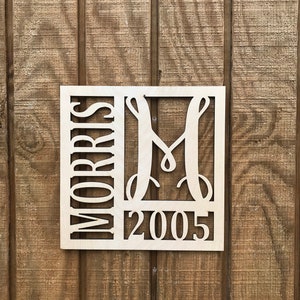 Personalized Square Wood Monogram Sign Wedding Gift Door - Etsy