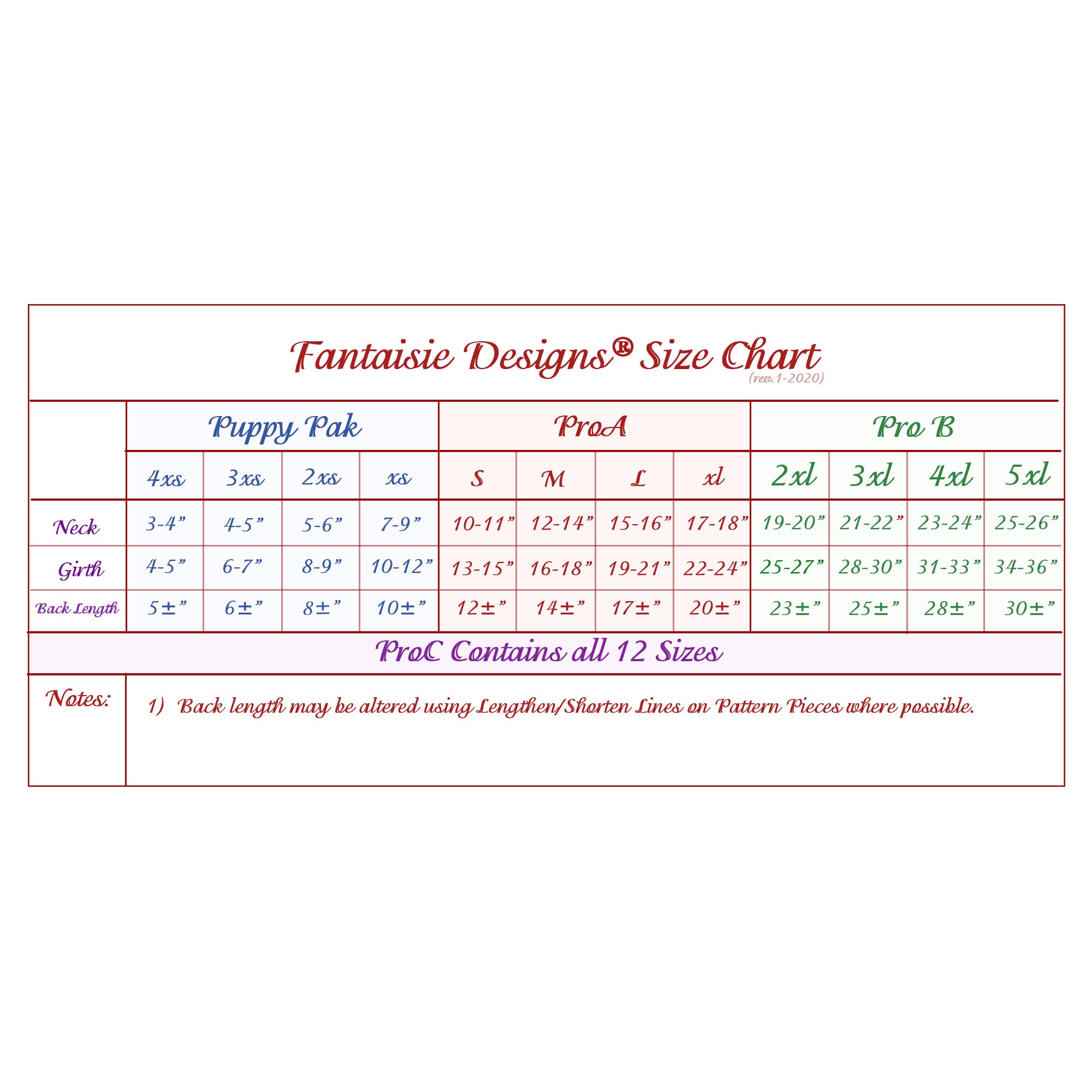 Professor Paws FD-2108.PupPak-4 Szs: 4XS 3XS 2XS XS PDF | Etsy