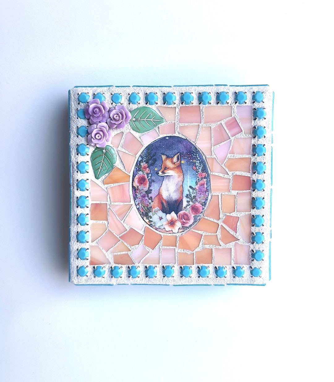Whimsical Fox and Roses Mosaic Art, Art for People Who Love Red Foxes ...