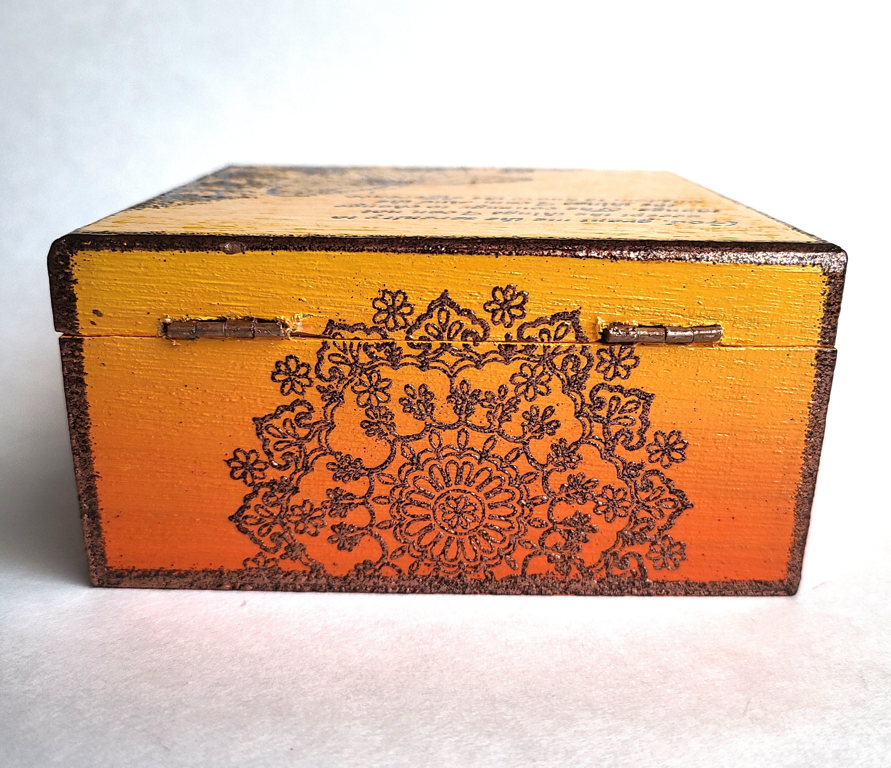 Serenity Prayer Box in Yellow and Orange, Pretty Jewelry Box With ...