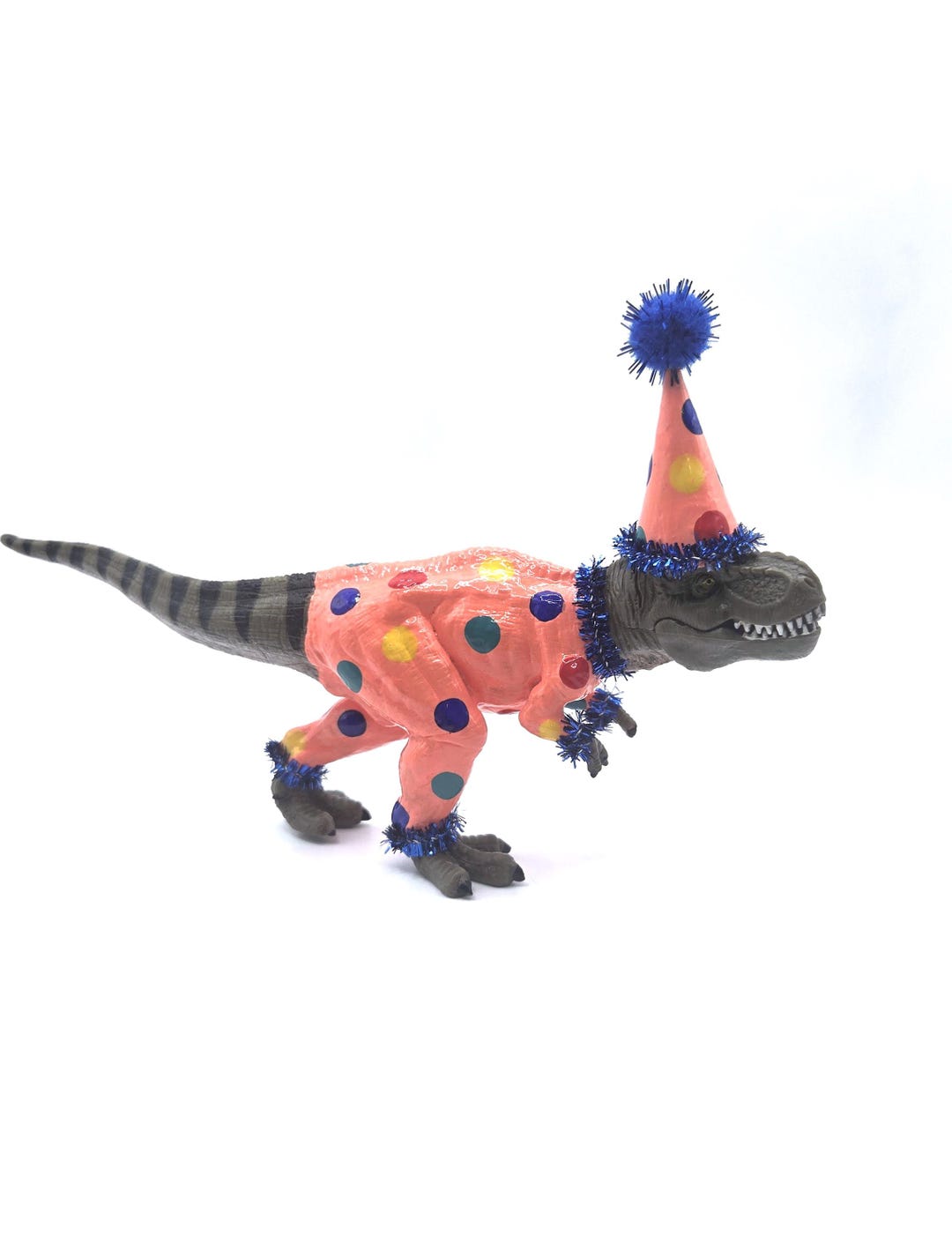 Cool Multi-colored Polk-a-dot T-rex Figurine, Gift for Quirky or Cool ...