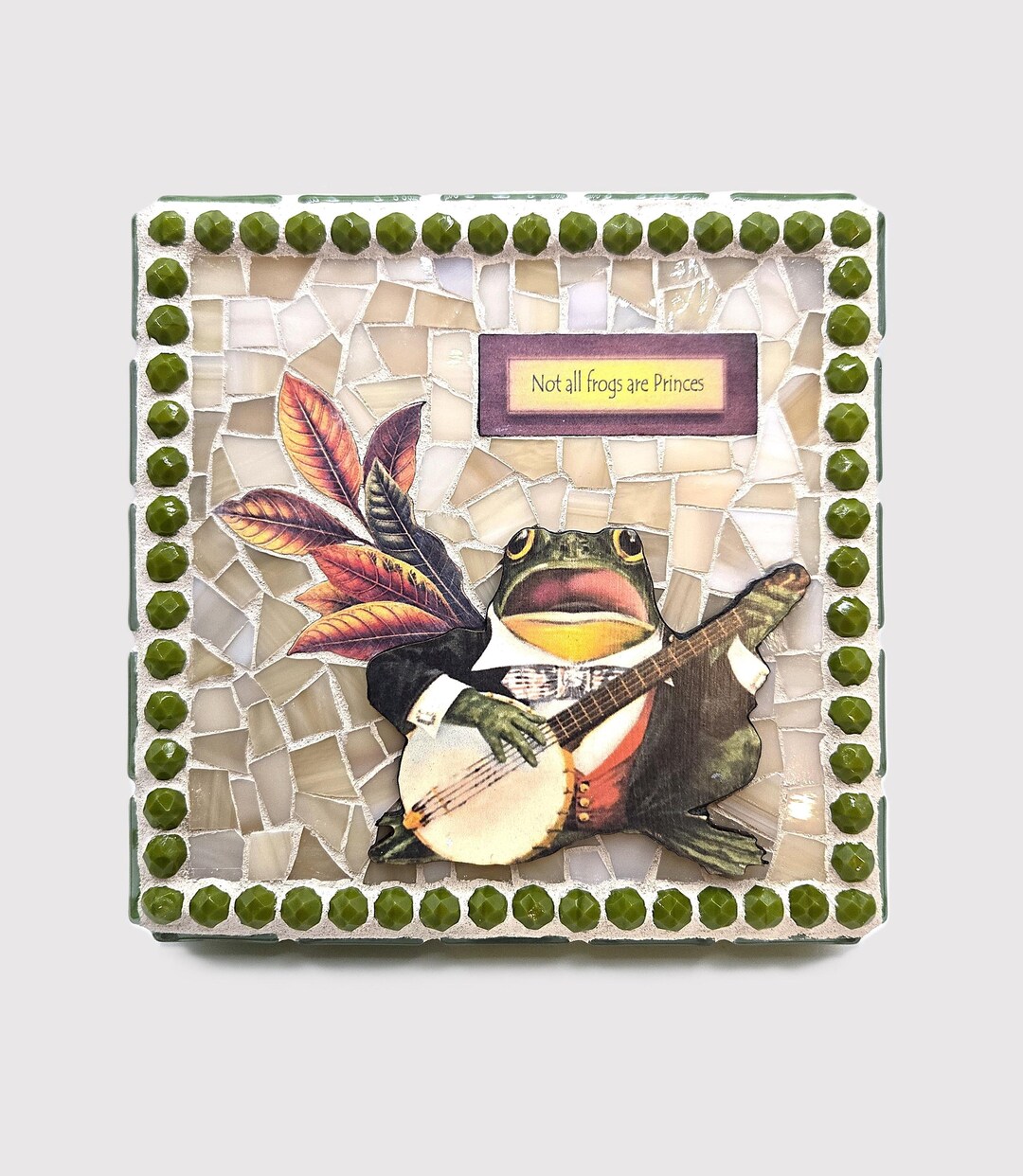 Banjo Playing Frog Mosaic Art "not All Frogs Are Princes," Glass Wall ...