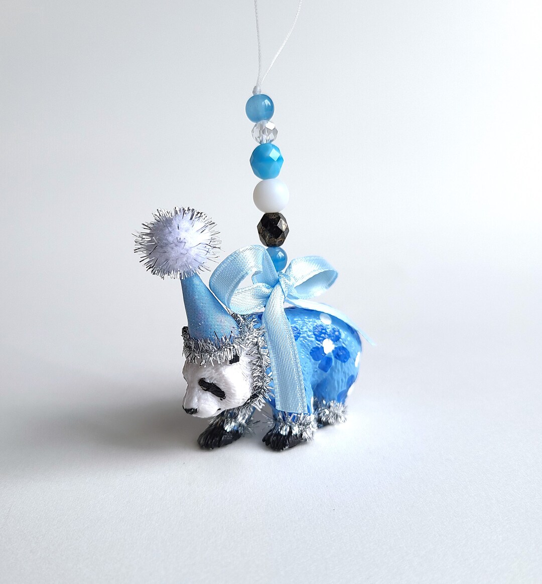 Gifts for Cool People Who Love Animals, Panda Bear Ornament With Blue ...