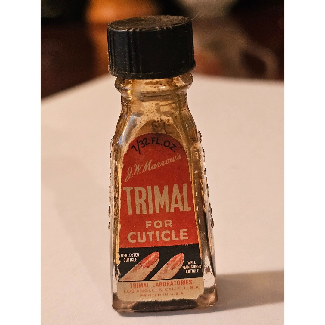VTG Original J. W. Marrow's Trimal for Cuticle Bottle Collectible Decor ...