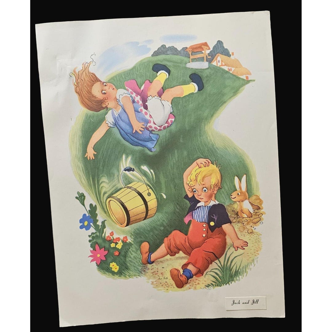 Set of 8 Vtg Mother Goose Nursery Rhyme Prints Loose Prints Only No ...