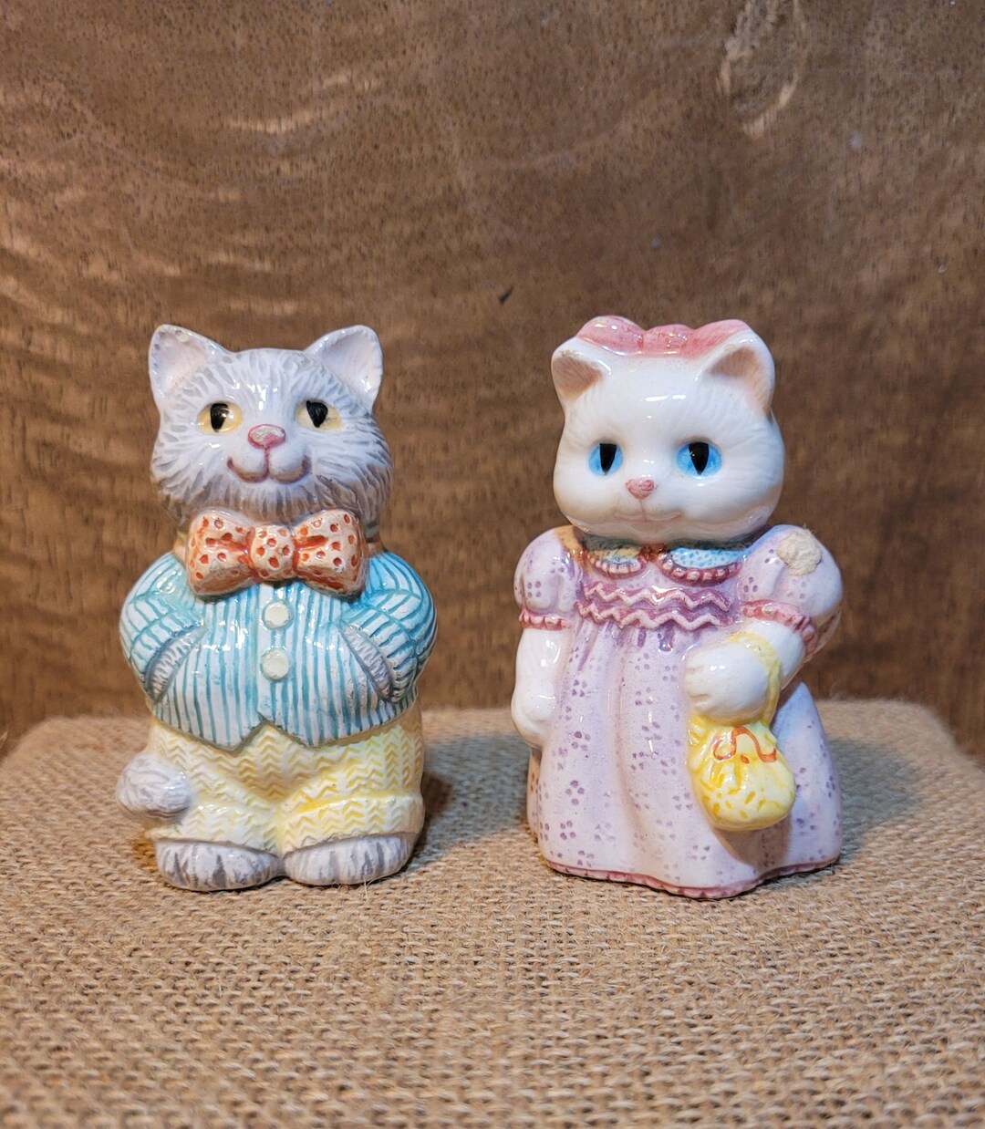 Vintage Avon Mr. and Mrs. Kitty Cat Salt and Pepper Shaker 1992 Dapper ...