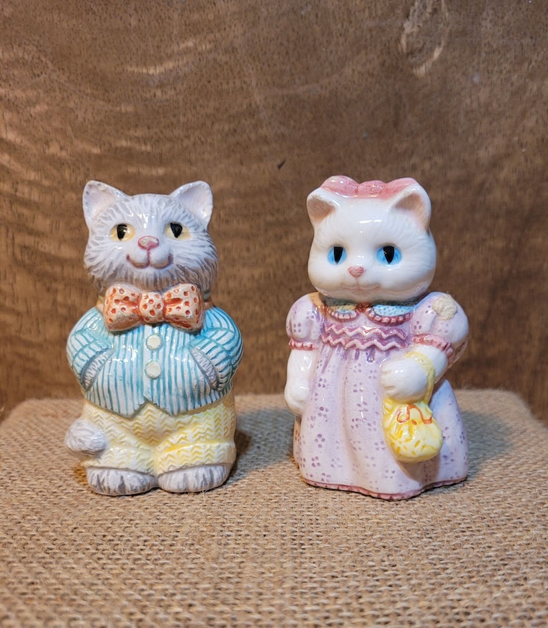 Vintage Avon Mr. and Mrs. Kitty Cat Salt and Pepper Shaker 1992 Dapper ...