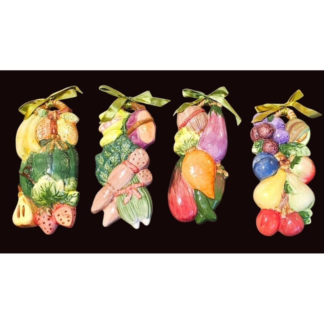 Vintage Ceramic Fruit & Vegatable 3D Kitchen Decor Wall Hanging Plaques ...
