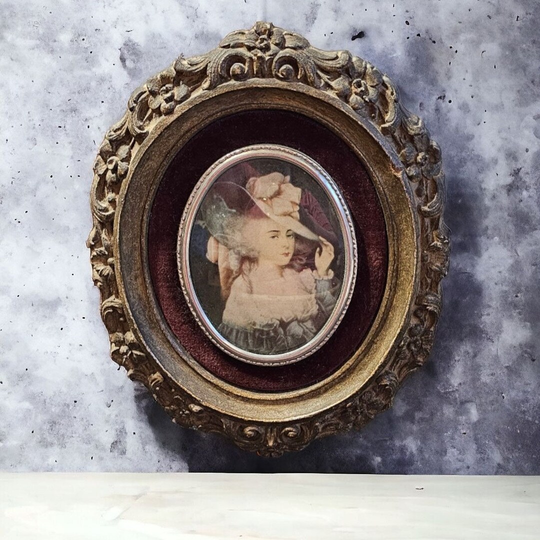 Vtg Pair Oval Resin Portraits Elizabeth Duchess of Devonshire & Lady ...