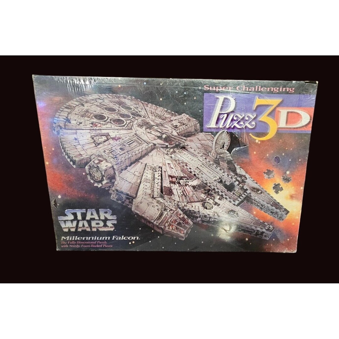 Vtg Star Wars Millennium Falcon 857 Piece 3D Puzzle NOS Sealed Tears in ...