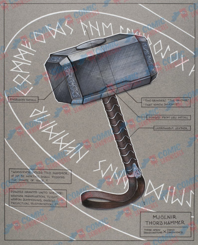 Mjolnir - Original Artwork - Thosenerdysketches - Etsy
