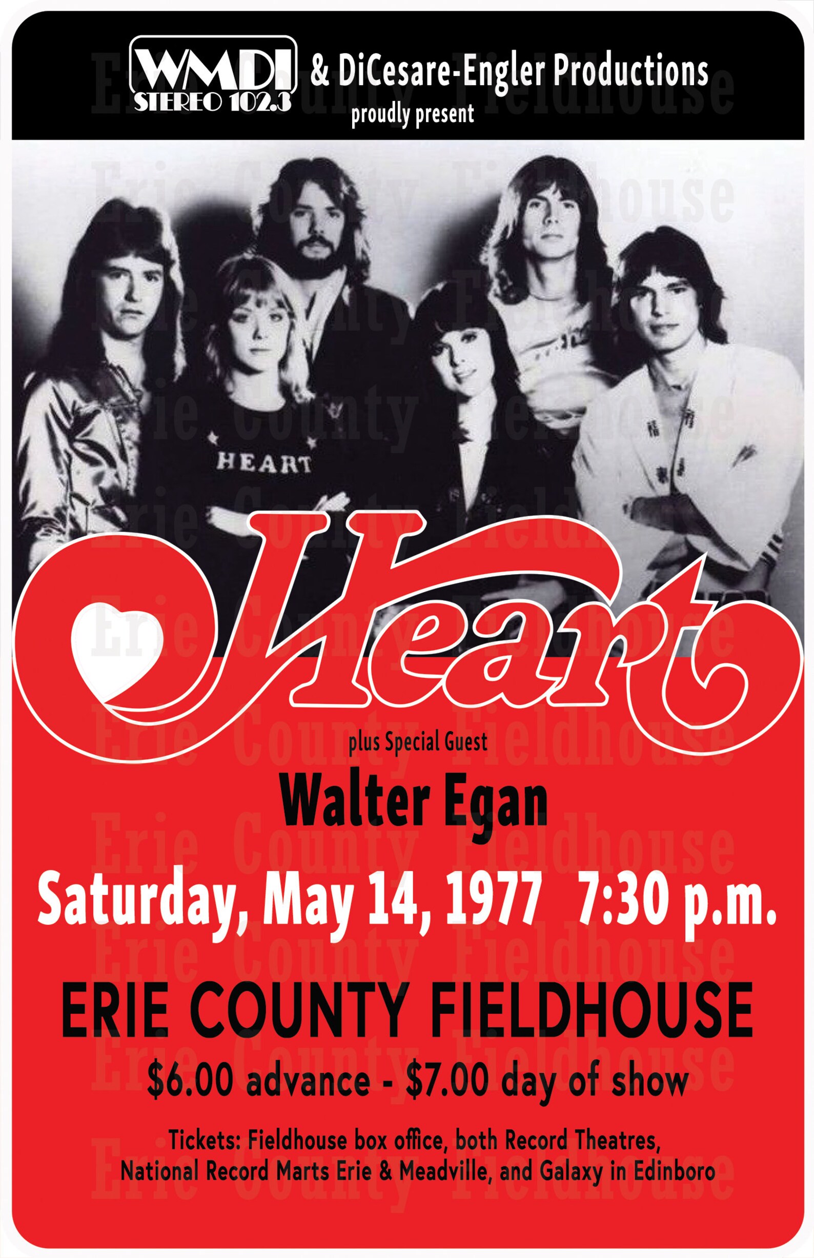 Heart & Walter Egan 1977 Concert Poster Erie County - Etsy