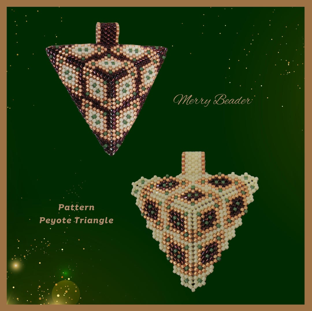Peyote Stitch Triangle Heirloom Pendant Pattern Two Colors With Word ...