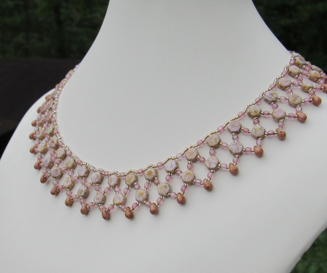 Tutorial- Pattern "aphrodite's Tear" Honeycomb and Drop Bead Necklace ...