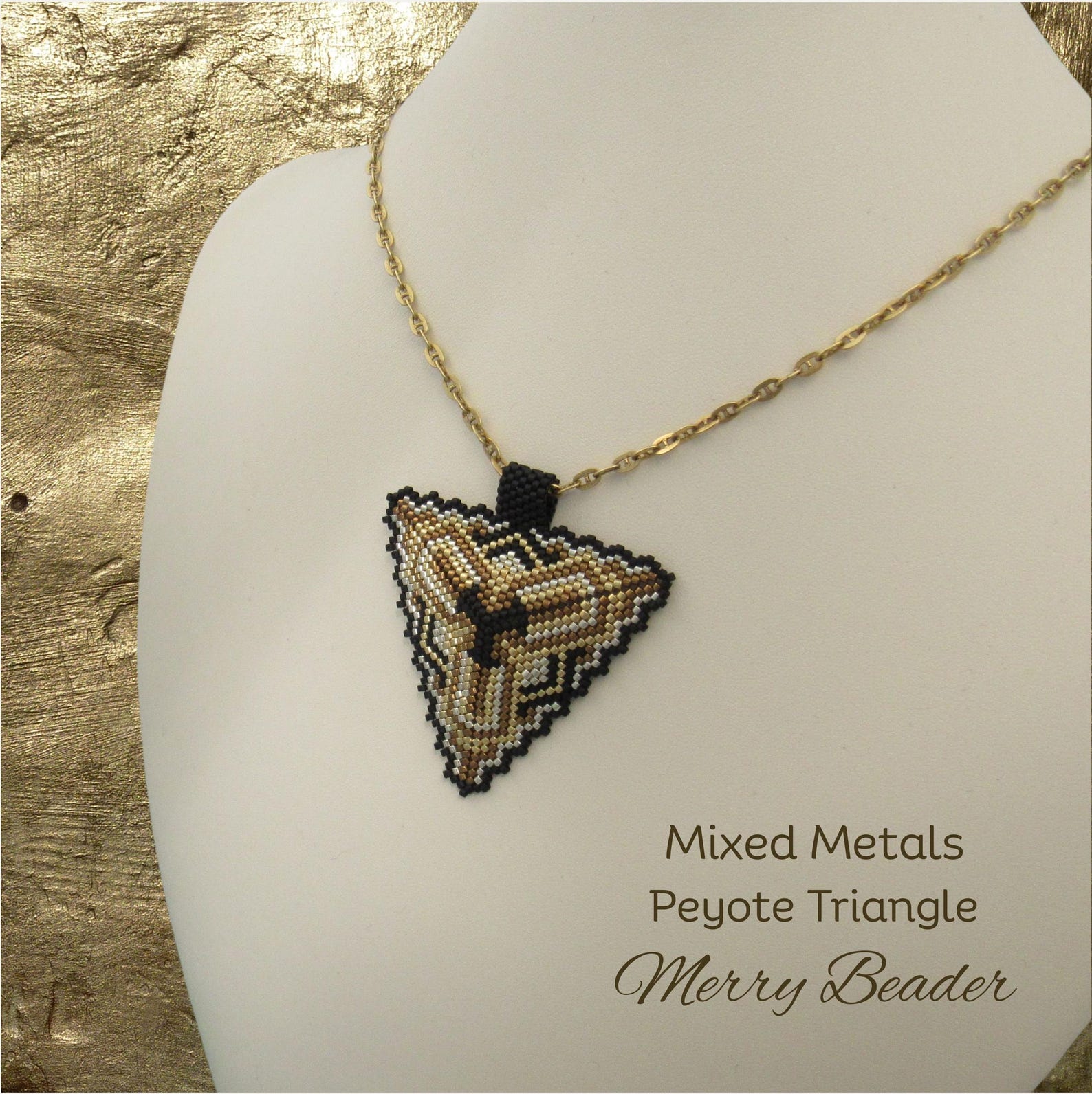 Peyote Stitch Triangle Mixed Metals Pendant Pattern With Word Chart PDF ...
