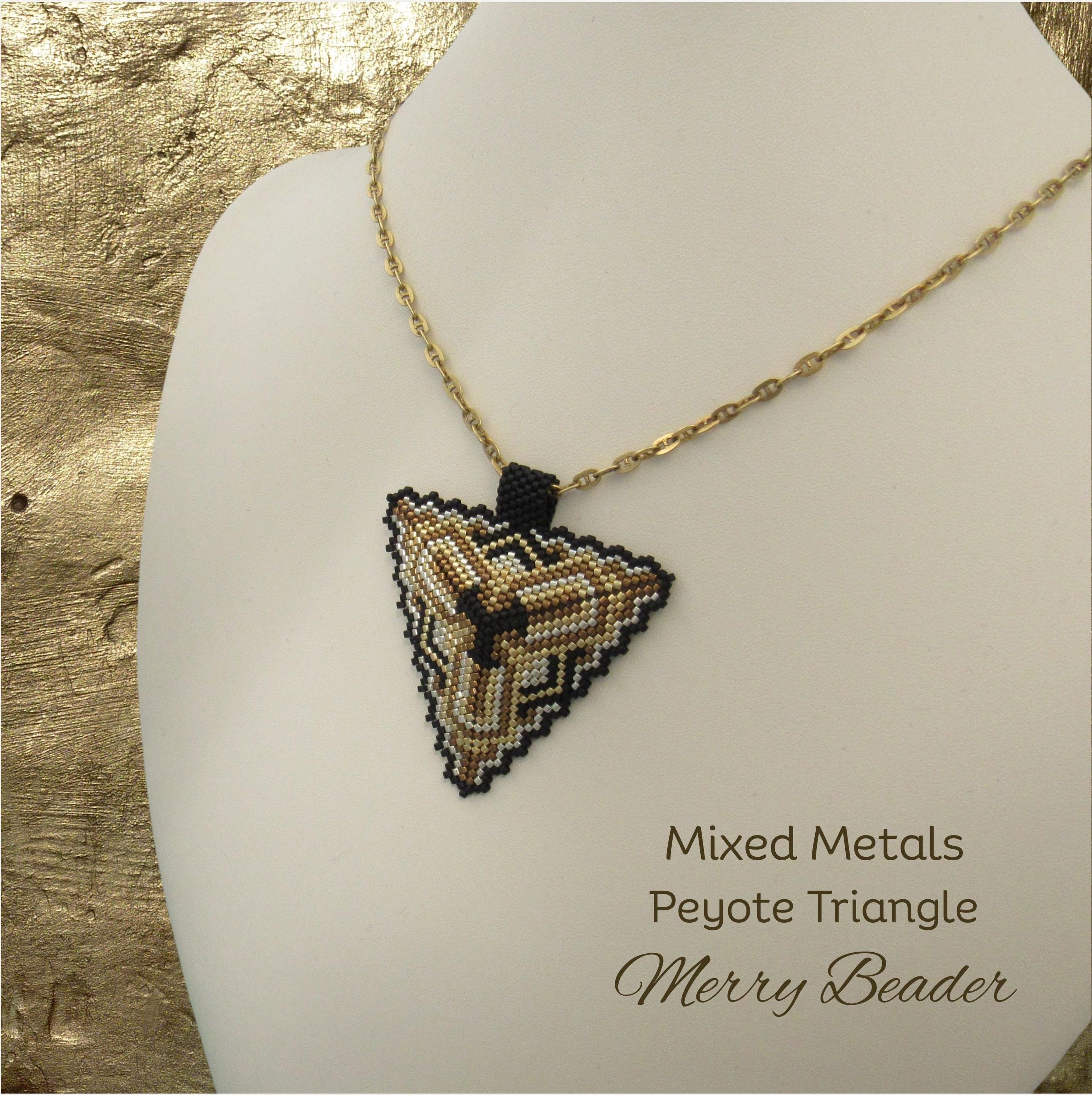 Peyote Stitch Triangle Mixed Metals Pendant Pattern With Word Chart PDF ...