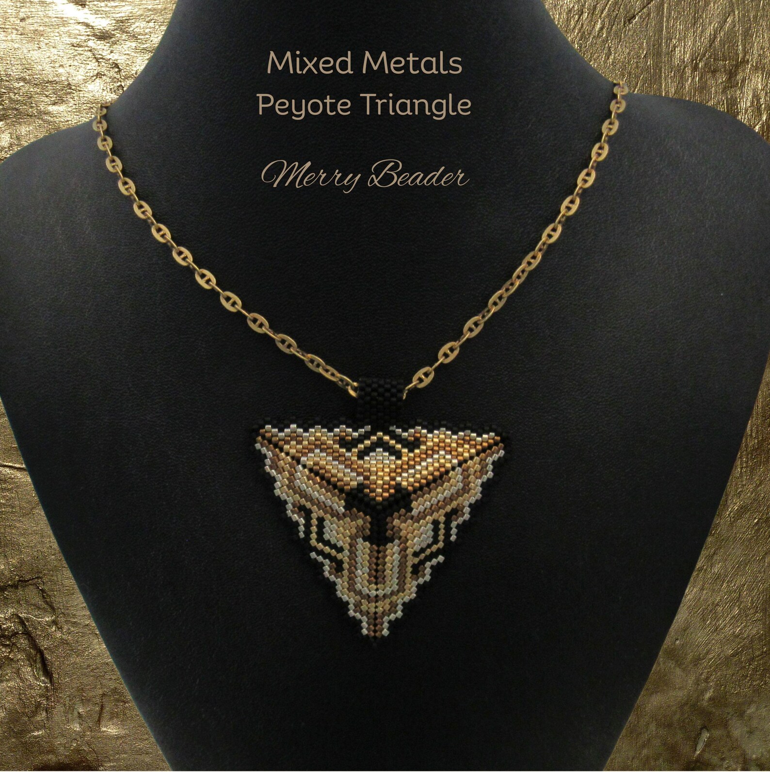 Peyote Stitch Triangle Mixed Metals Pendant Pattern With Word Chart PDF ...
