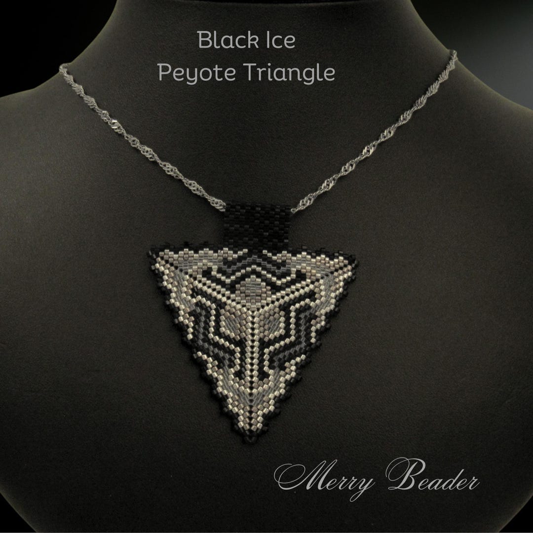 Pattern Peyote Stitch Triangle Black Ice Pendant Pattern With Word ...