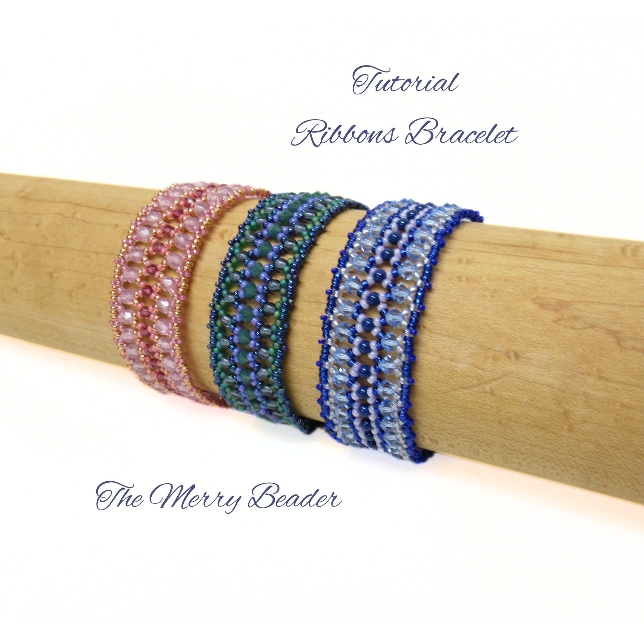 Tutorial - Pattern Woven Bead Crystal and Seed Bead "ribbons" Bracelet ...