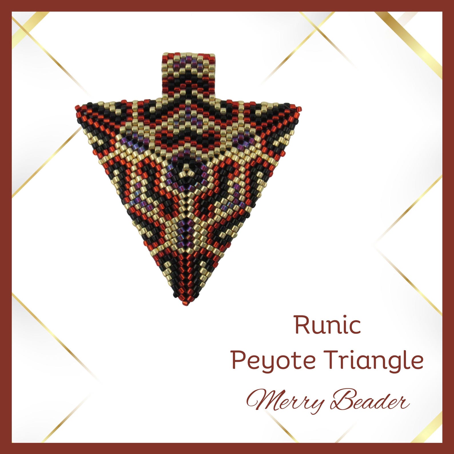 Tutorial Peyote Stitch Triangle Runic Pendant Pattern With Word Chart ...