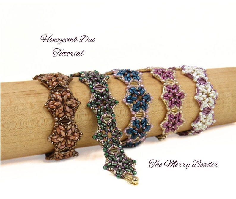 Tutorial Pattern for Honeycomb Duo Bracelet With Bugle Beads, Superduo ...