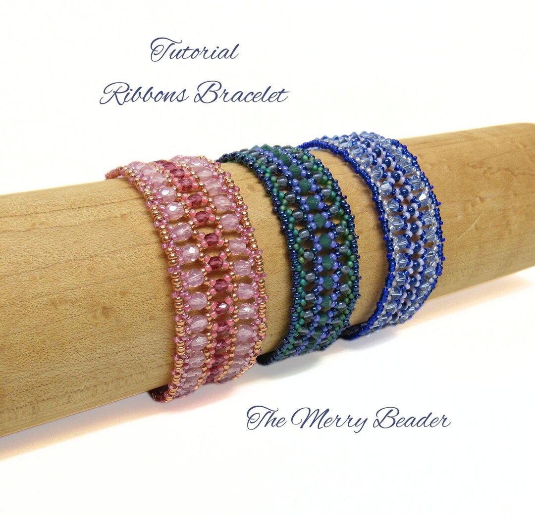 Tutorial - Pattern Woven Bead Crystal and Seed Bead "ribbons" Bracelet ...