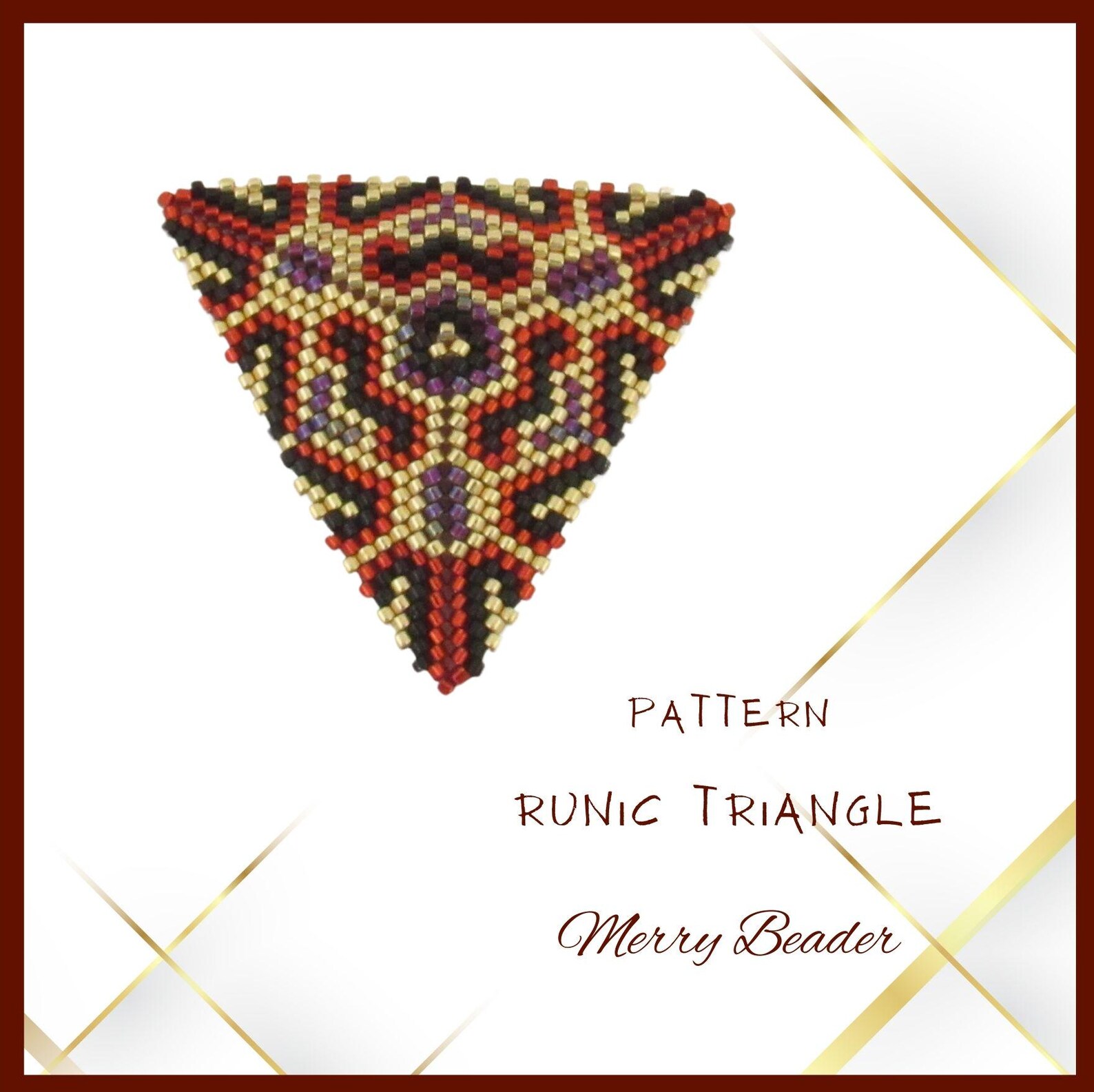 Tutorial Peyote Stitch Triangle Runic Pendant Pattern With Word Chart ...