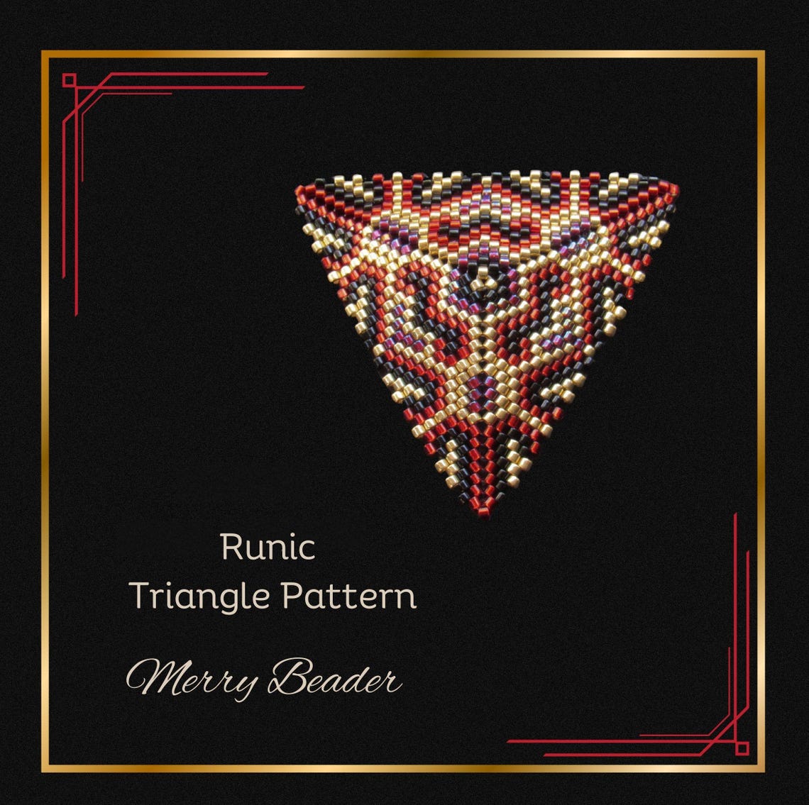 Tutorial Peyote Stitch Triangle Runic Pendant Pattern With Word Chart ...