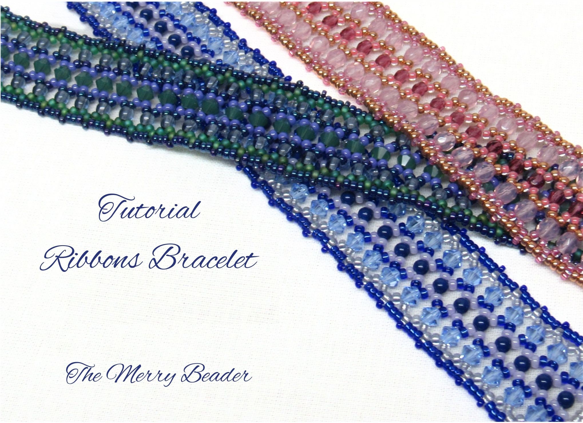 Tutorial - Pattern Woven Bead Crystal and Seed Bead "ribbons" Bracelet ...